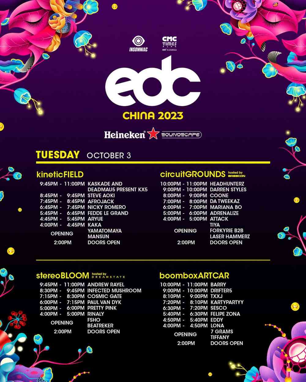 【持續更新】EDC China 2023將在10月登場！完整陣容、時間表、場地位置、Lineup、Timetable、Set Times公開
