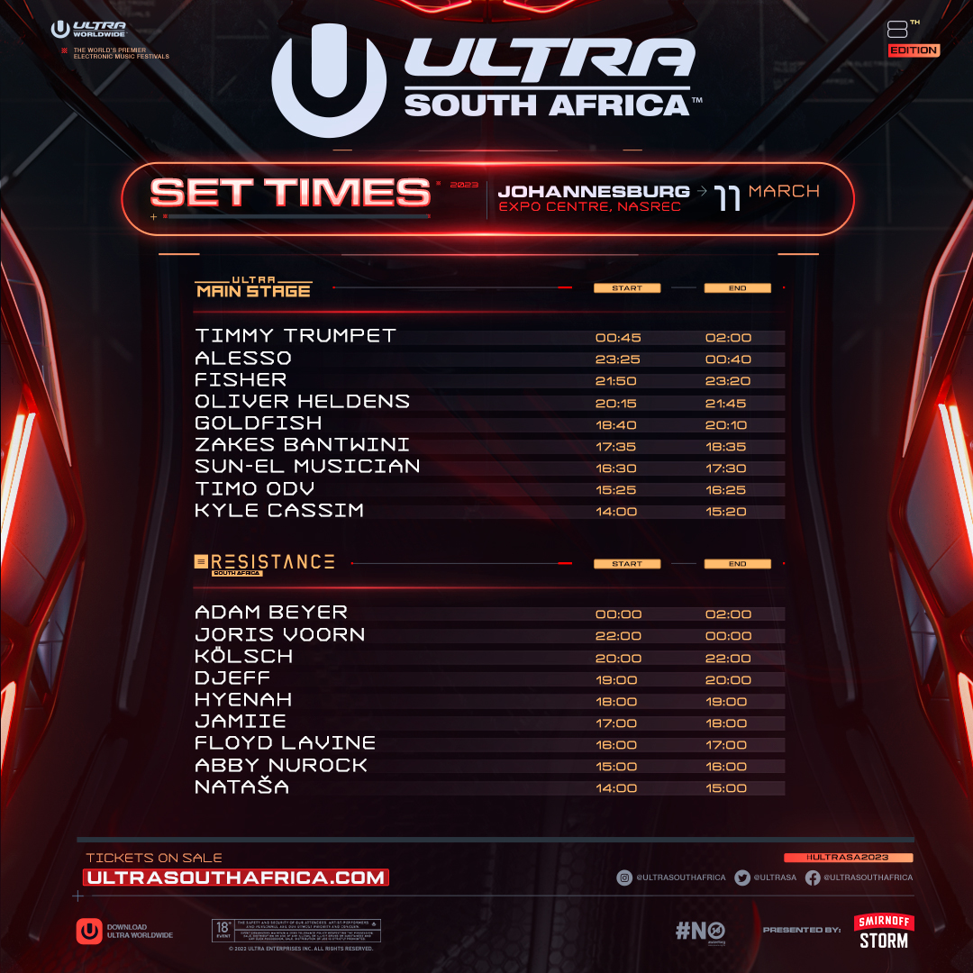 [Update] Ultra South Africa 2023 returns March, lineup, timetable ...